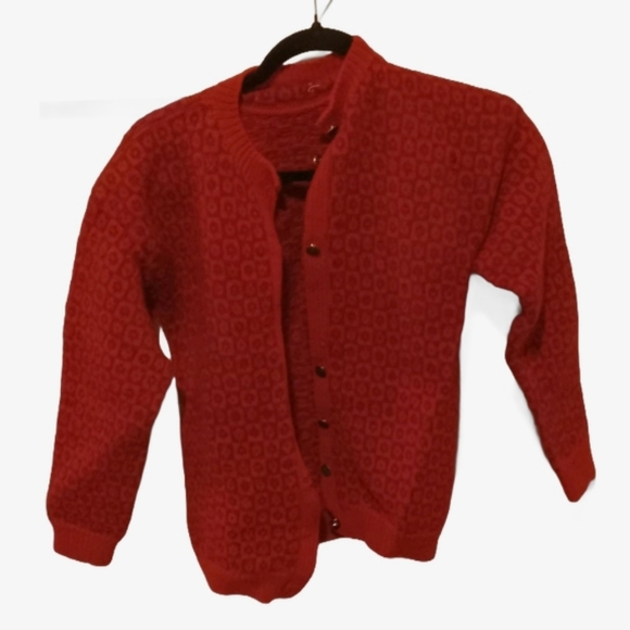 Vintage | Sweaters | 3 For Vintage Chunky Wool Red Checkered Cardigan ...